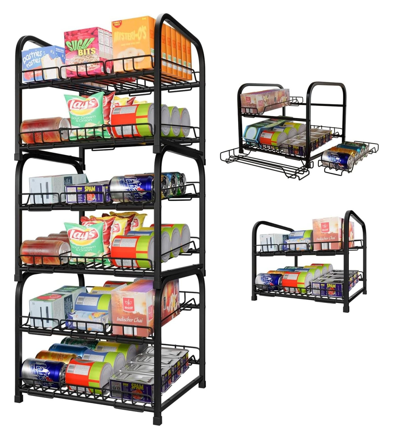 6 Tier Stackable Steel Can Rack Organizer Tilt Design Wall Mountable ...