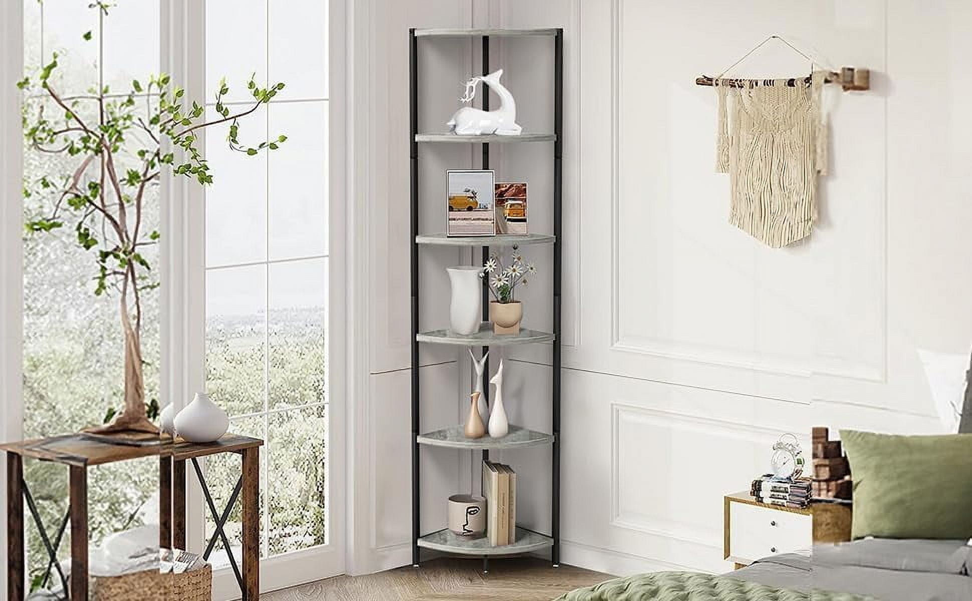 6-Tier Standing Corner Shelf,70.5" Tall Ladder Corner Storage Shelf ...