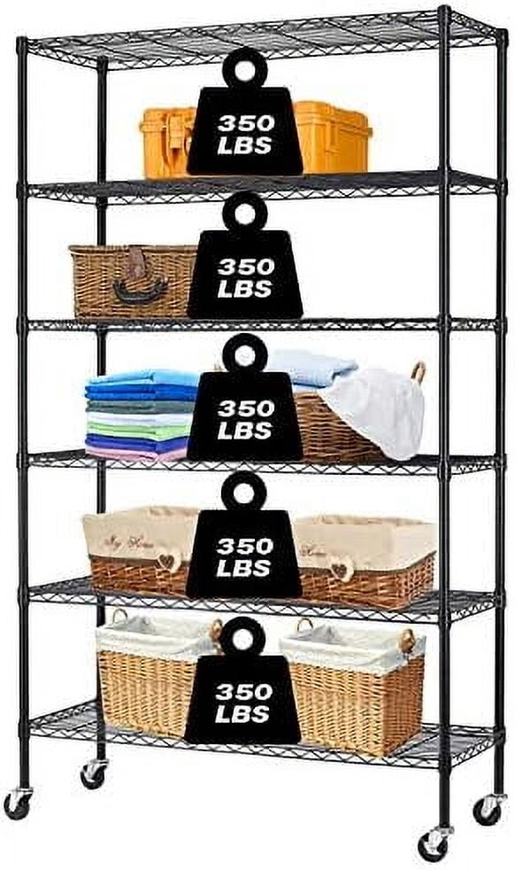 6-Tier Storage Shelf Heavy Duty Wire Shelving Unit 82"x48"x18" Height ...
