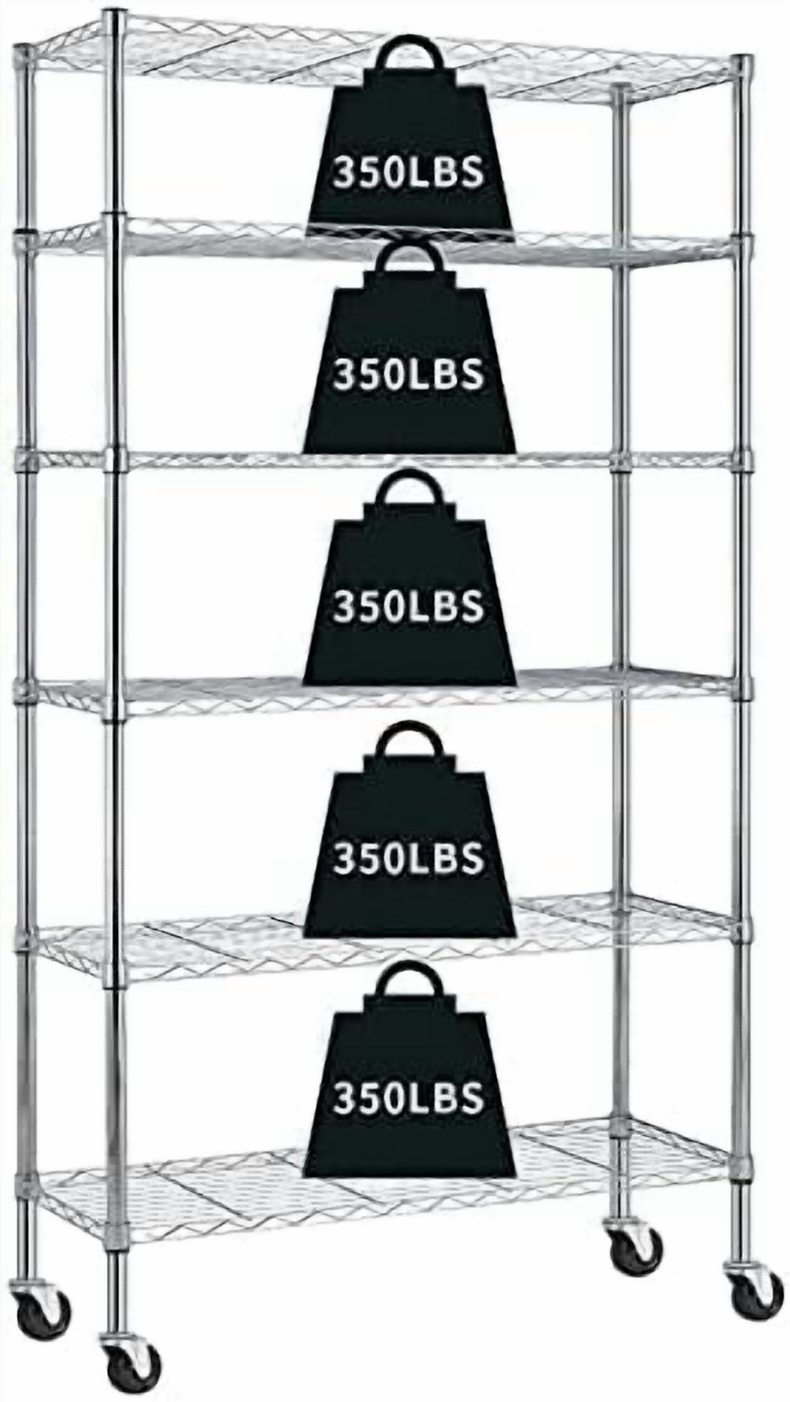 6-Tier Storage Shelf, Wire Shelving on Casters, NSF Height Adjustable ...