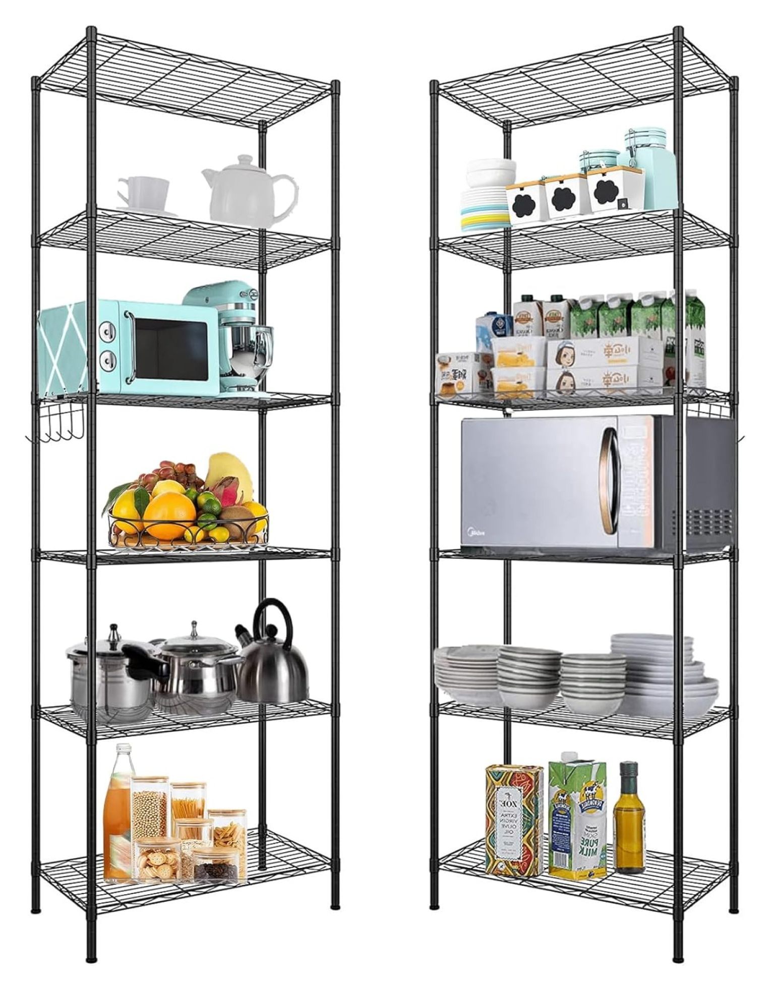 6 Tier Storage Shelf Wire Shelving Unit Adjustable Rack Free Standing ...