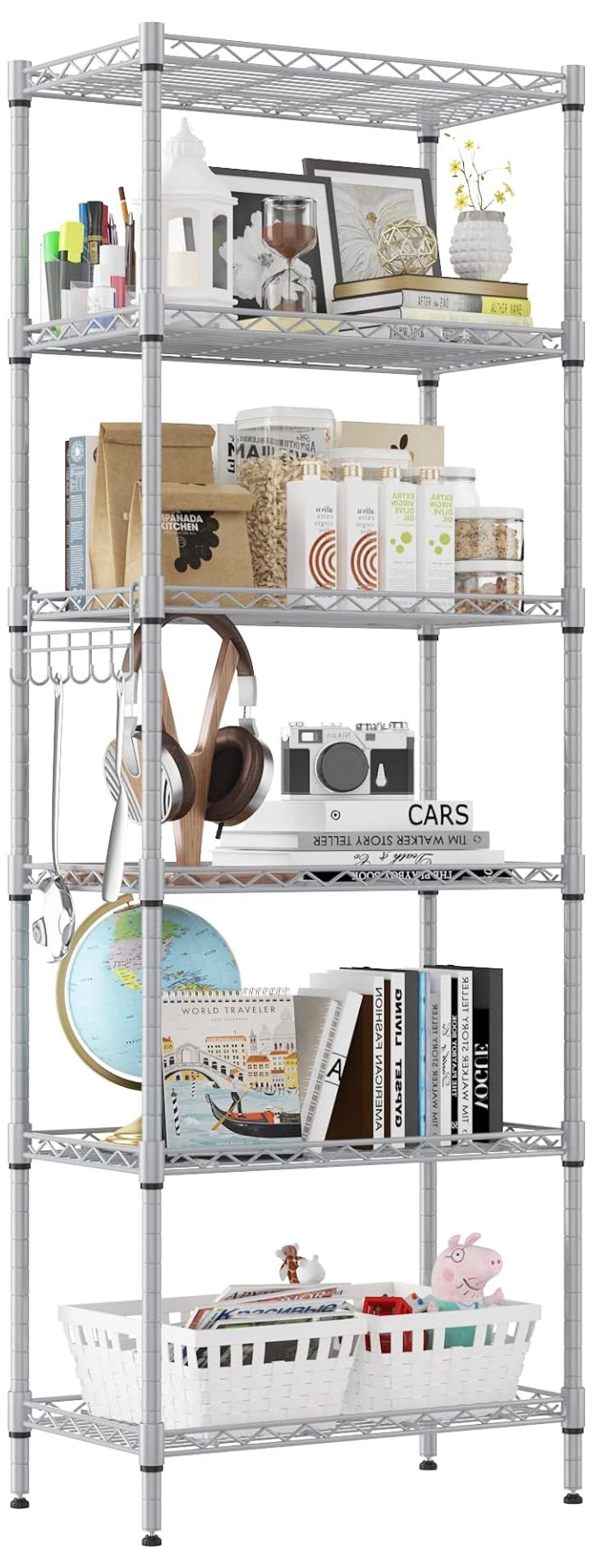 6-Tier Storage Shelf Wire Shelving Unit Free Standing Rack Organization ...