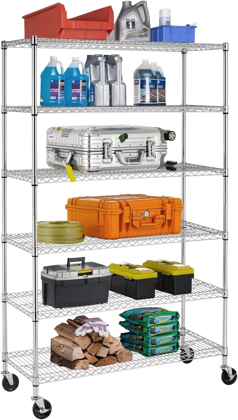 6 Tier Storage Shelves,18" Dx48 Wx78 H Wire Shelving Unit Metal Shelves ...