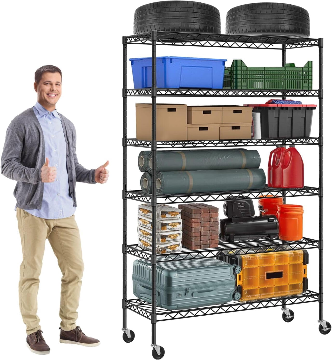 6-Tier Storage Shelves | 2100 LBS Capacity Garage Shelving | 48"×18"×82 ...