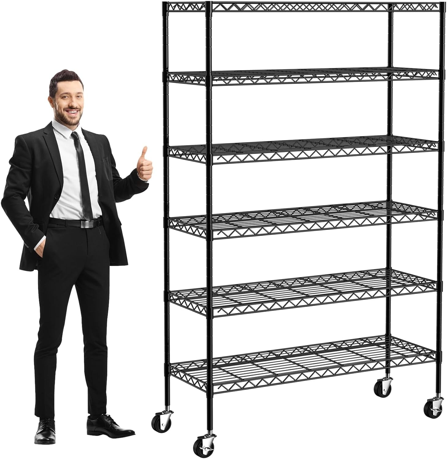 6-Tier Storage Shelves 48" x 18" x 82" Heavy Duty Metal Shelving Unit 2100Lb Capacity Adjustable ...
