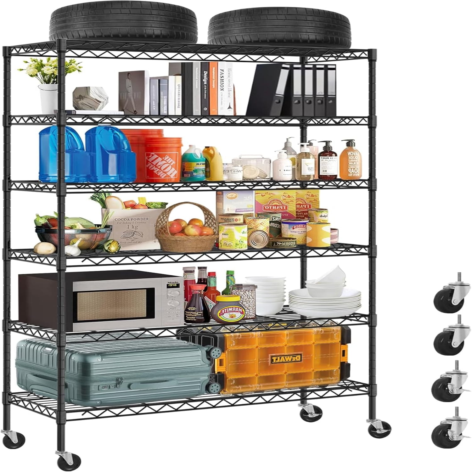 6 Tier Storage Shelves Heavy Duty Storage Racks and Shelving Adjustable ...