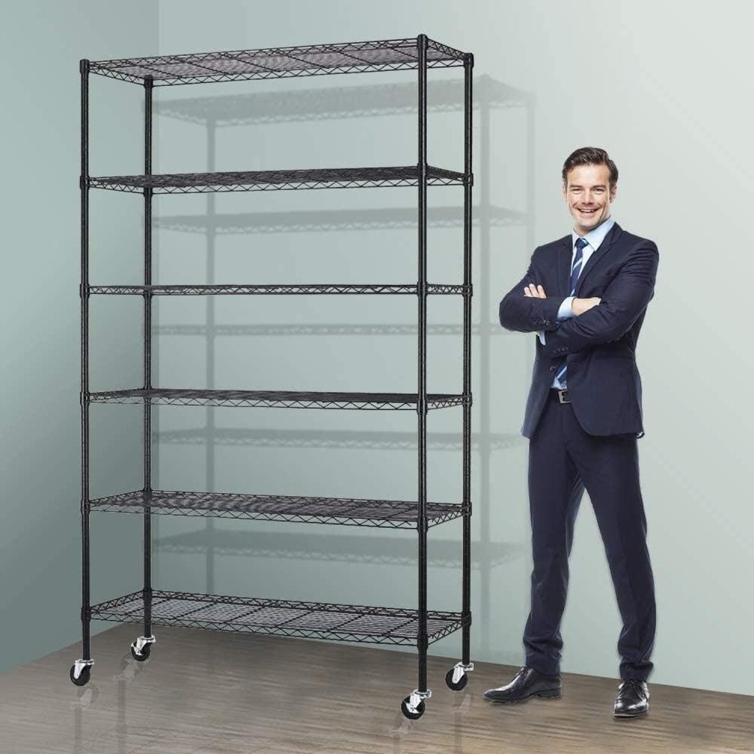 6-Tier Storage Shelves NSF Certified Wire Shelving Unit on Wheels Heavy ...