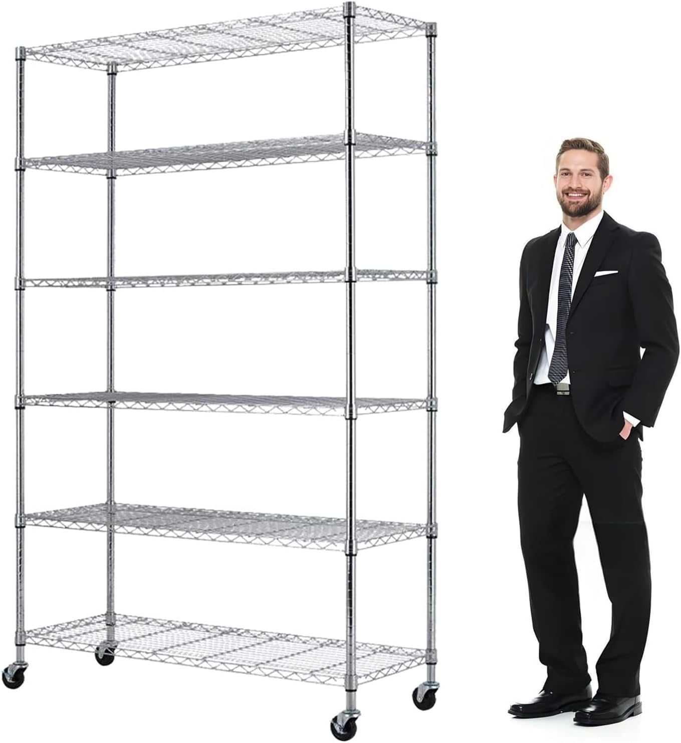 6 Tier Storage Shelves Upgraded 6000Lbs Capacity Wire Rack Shelving Unit NSF Certified Metal ...