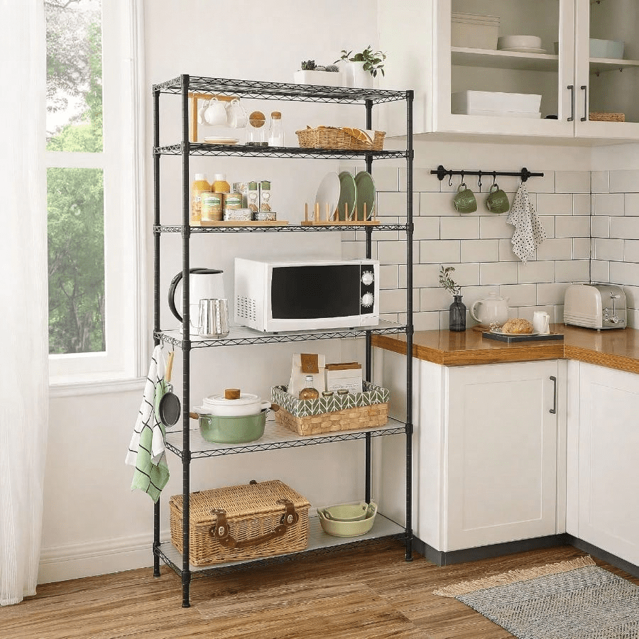 6-Tier Storage Shelves, Wire Shelving Unit, Kitchen Metal Shelves ...