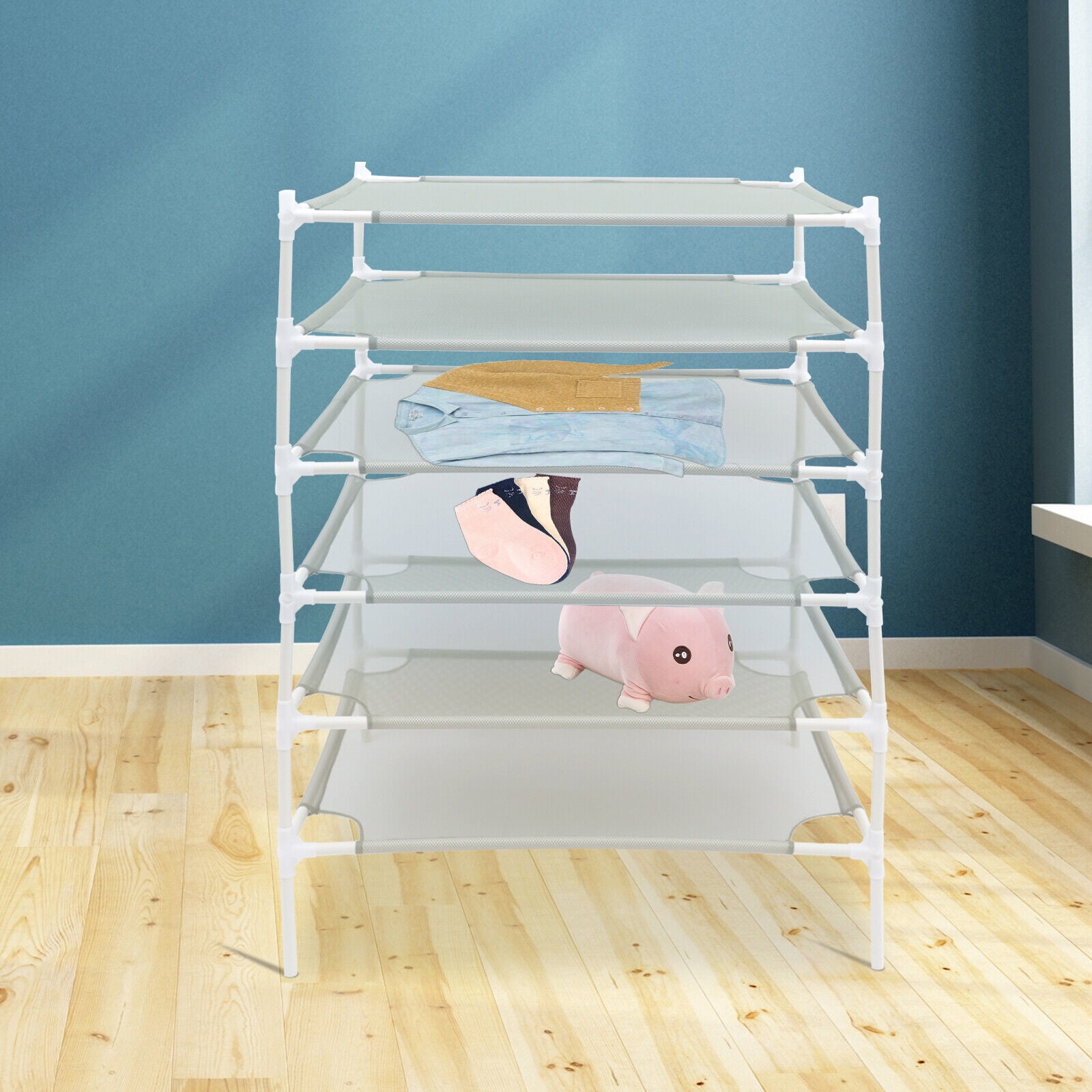 6-Tier Sweater Drying Rack, Freestanding Mesh Lay Clothes Drying Rack ...