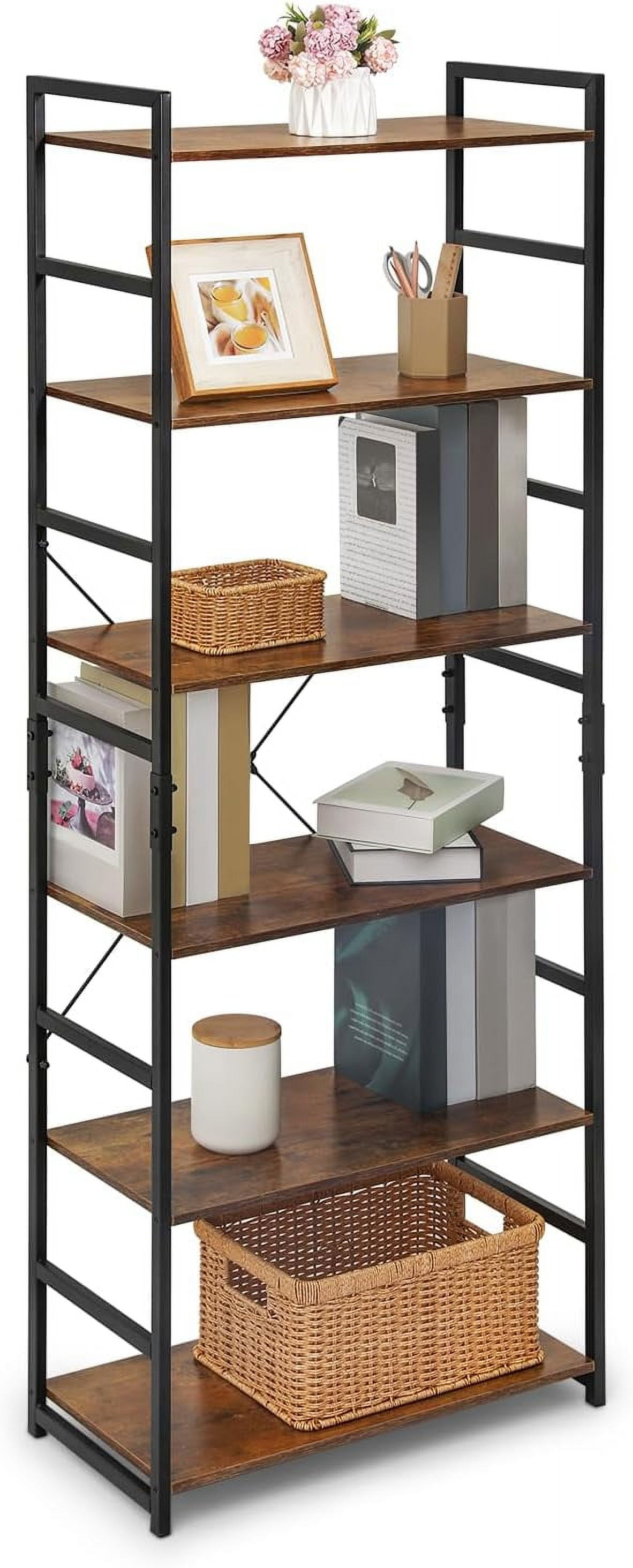 6-Tier Tall Bookshelf Freestanding Open Bookcase Multifunctional ...