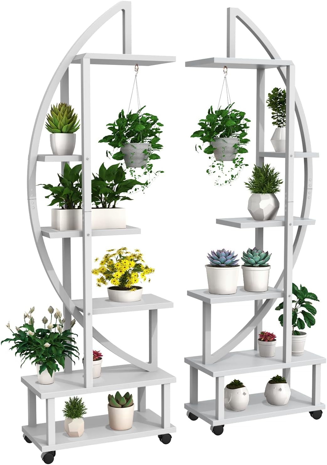 6 Tier Tall Metal Indoor Plant Stand with Detachable Wheels, Plant ...