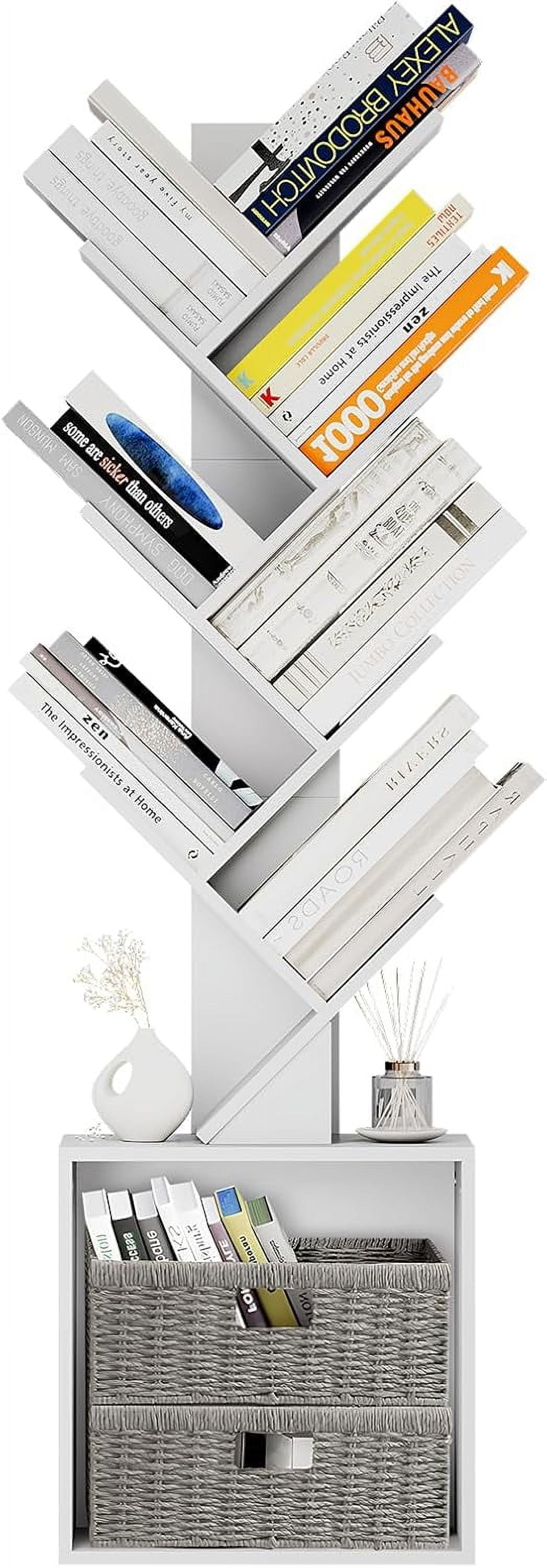 6 Tier Tree Book Shelf Small Bookshelf Corner Floor Standing Bookcase ...