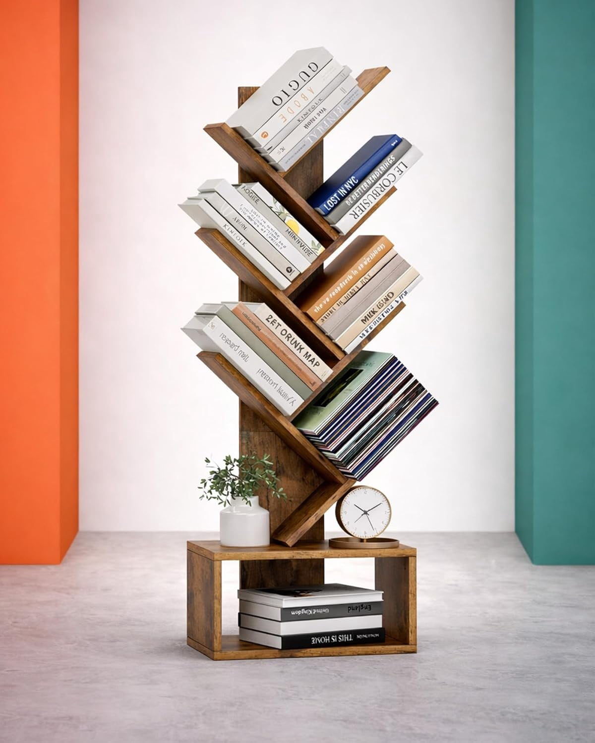 6 Tier Tree Book Shelf - Small Bookshelf Decor, Corner Bookshelf ...