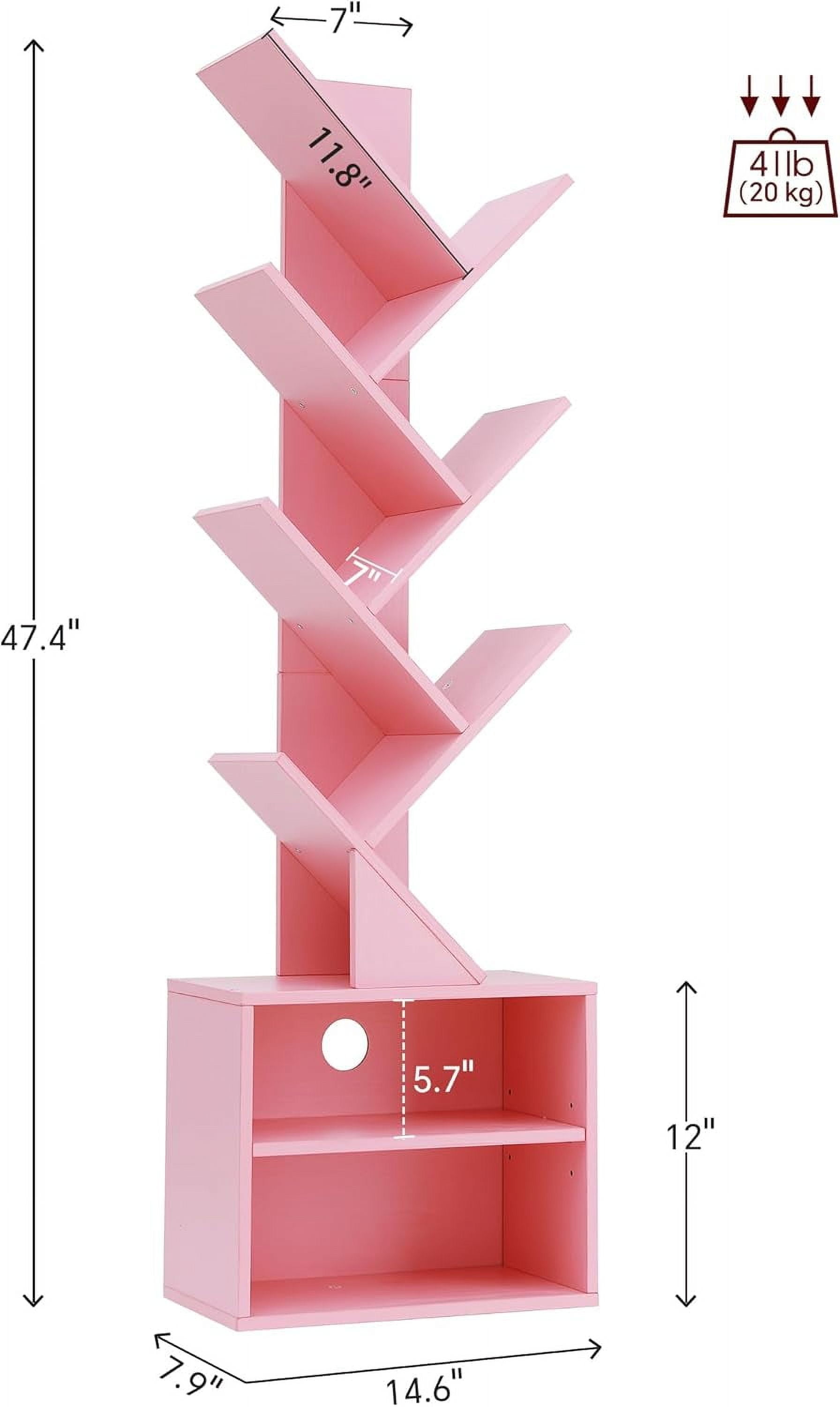 6 Tier Tree Bookshelf, Tall Bookcase with Storage Cabinet, Modern ...