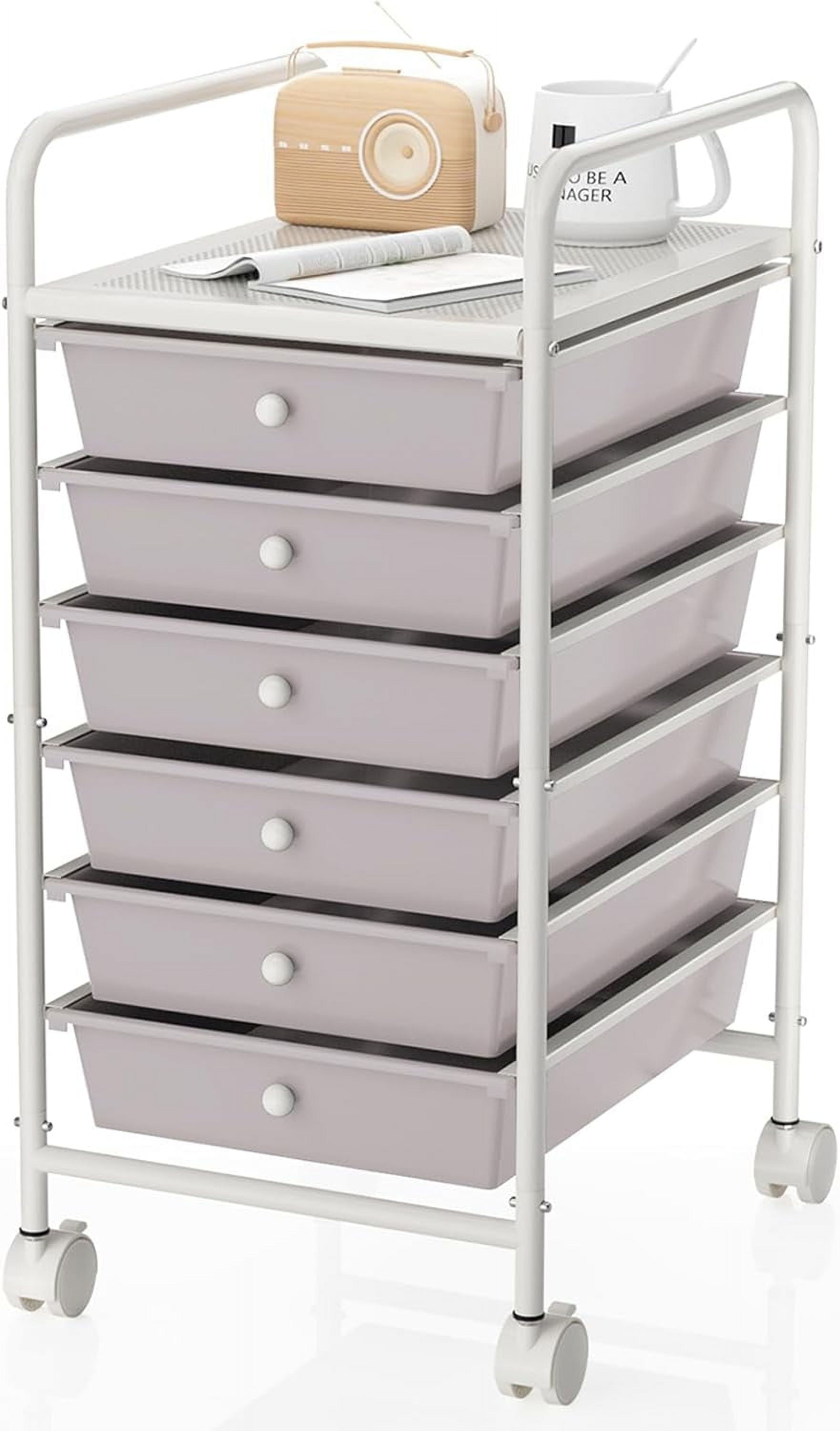 6-Tier Utility Cart with 6 Drawers, Rolling Utility Cart with 2 ...