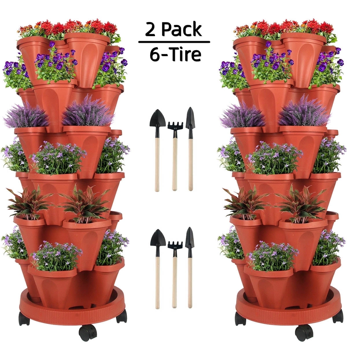 Walmart 6-Tier Stackable Planter for Vegetables, Herbs, Flowers - Red ...