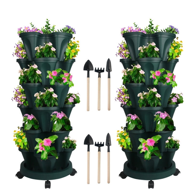 6 Tier Vertical Gardening Stackable Tower Planter for Strawberries ...