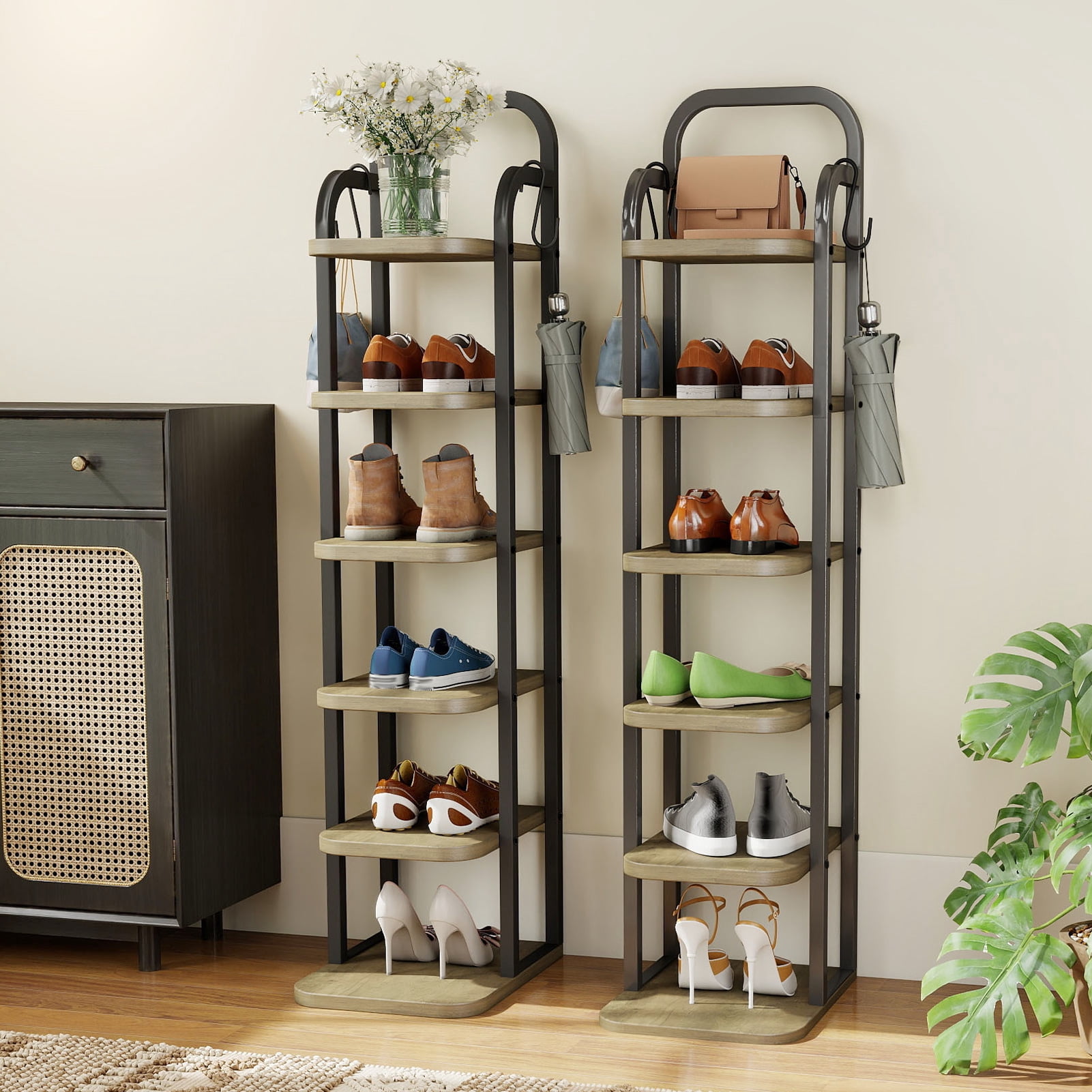 6 Tier Vertical Shoe Rack, Tall Shoe Rack Narrow ShoeStorage with ...