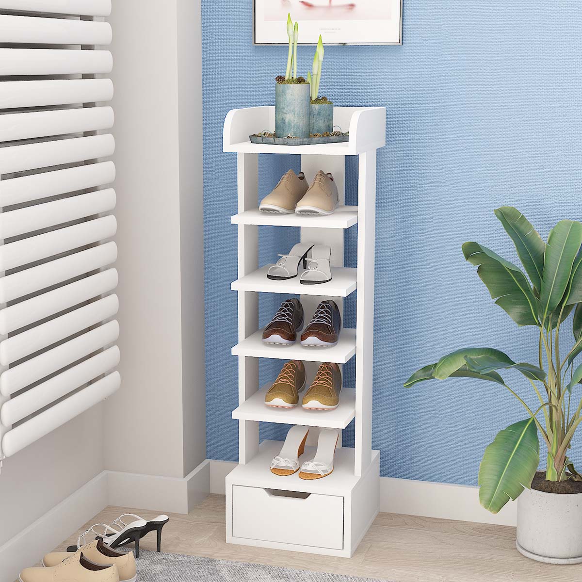 6-Tier Vertical Shoe Rack for Closet, Narrow Shoe Rack for Entryway ...
