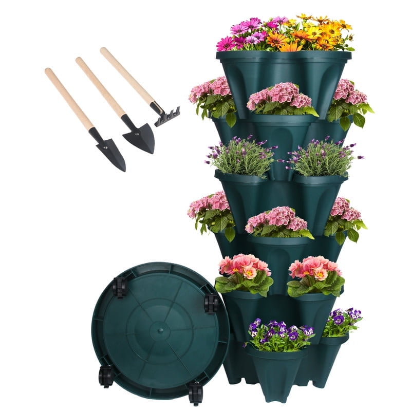 6-Tier Vertical Stackable Tower Planter for Strawberries, Flowers ...