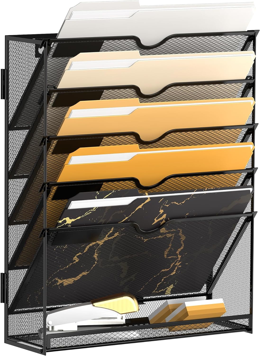 INTIGE 6-Tier Metal Wall Mounted File Organizer, Hanging Document ...