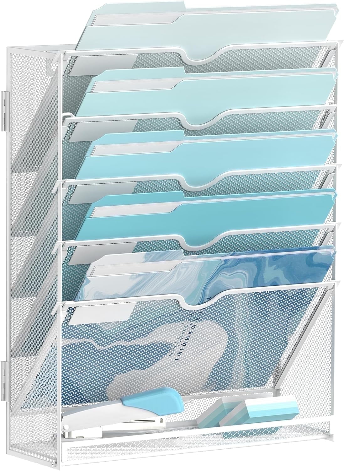 INTIGE 6-Tier Metal Wall File Organizer, Wall Mounted Paper Organizer ...