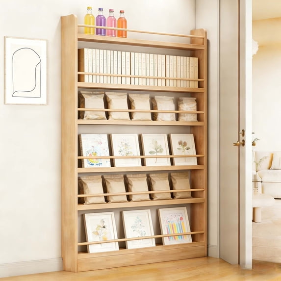 6-Tier Wall Mount Bookshelf | Slim Behind Door Organizer, Space-Saving ...