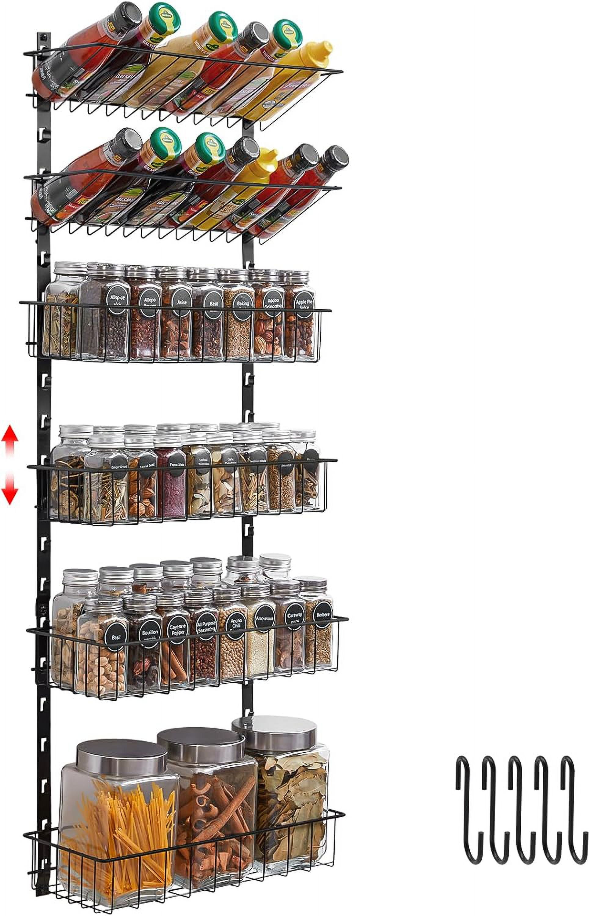 6-Tier Wall Mounted Spice Rack Organizer Hanging Seasoning Holder Rack ...