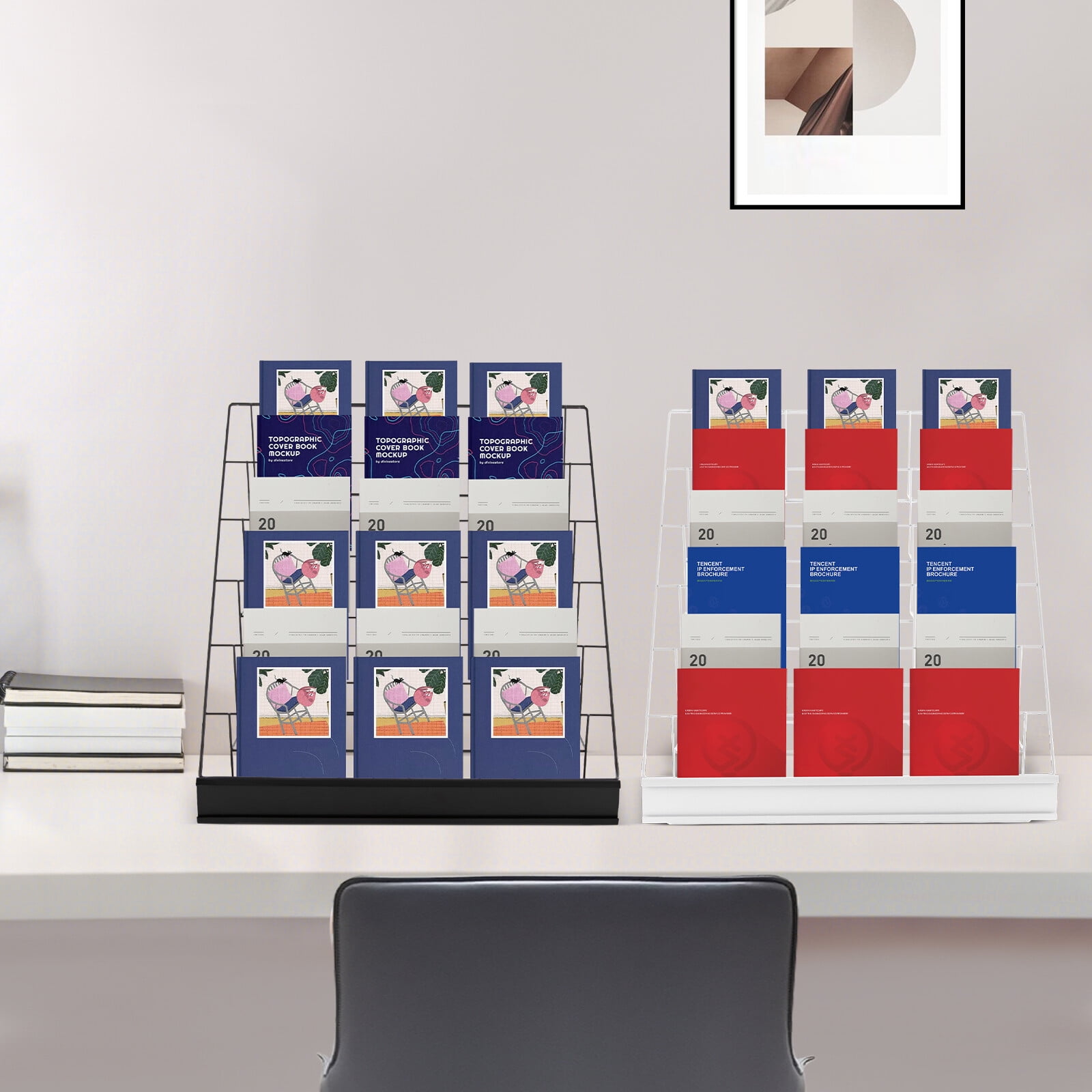 6 Tier White Wire Countertop Rack Comic Book Rack Book Display Stand ...