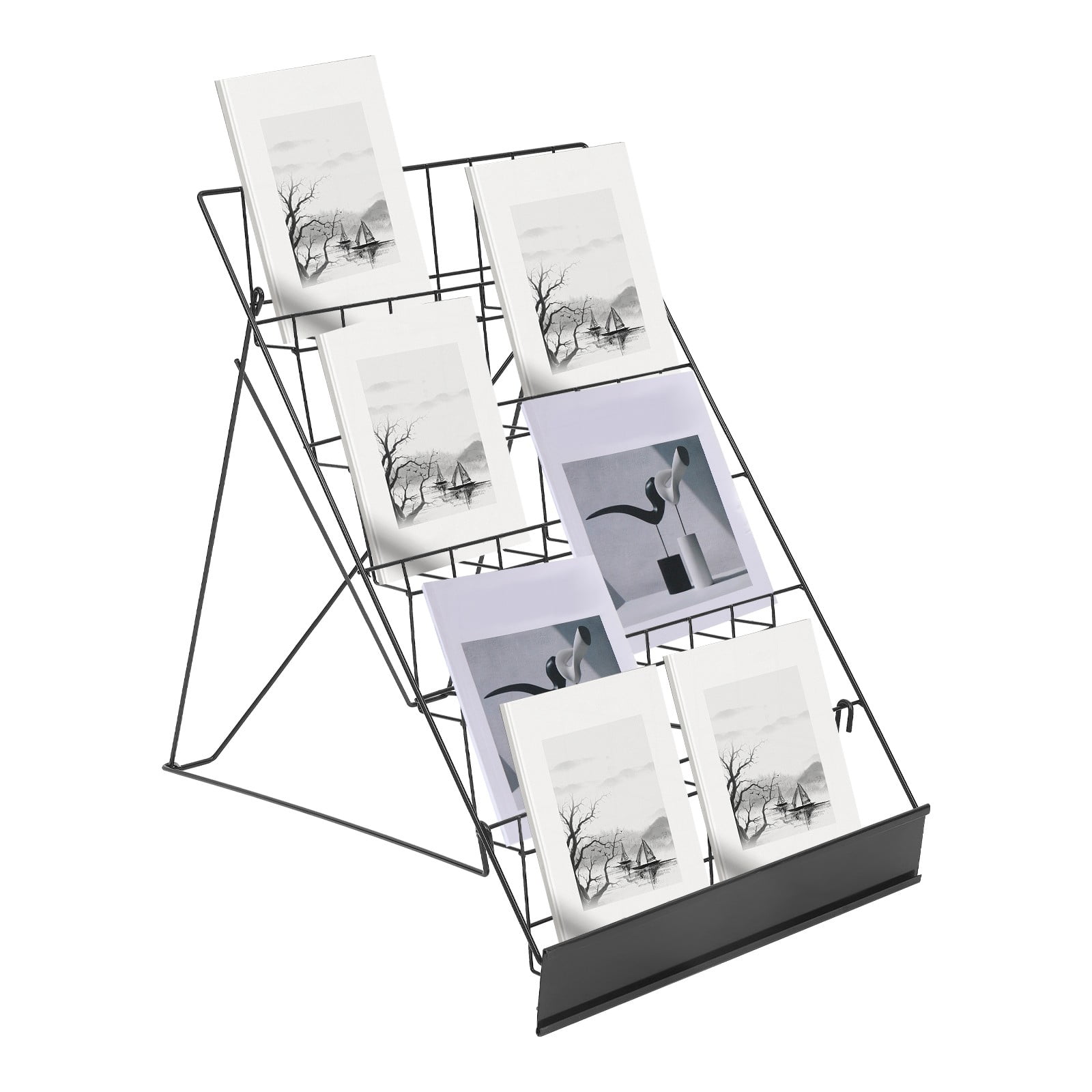 6-Tier Wire Countertop Rack Metal Freestanding Magazine Display Rack ...