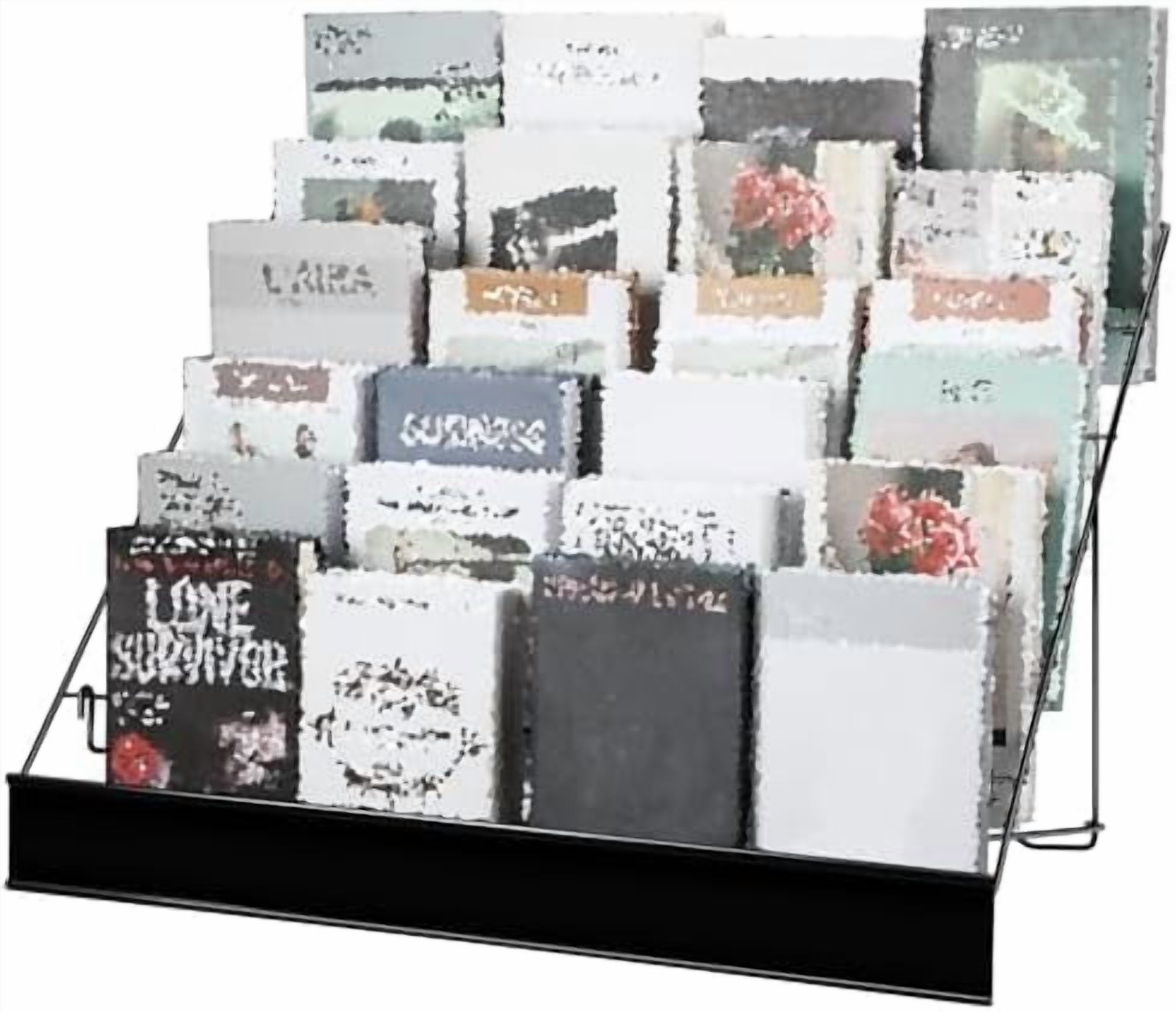 6 Tier Wire Countertop Rack black Comic Book Holders Wide Wire Magazine ...