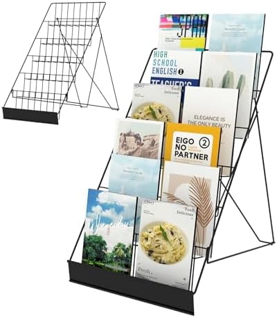 6 Tier Wire Countertop Racks,18" Wide Metal Book Display Rack Magazine ...