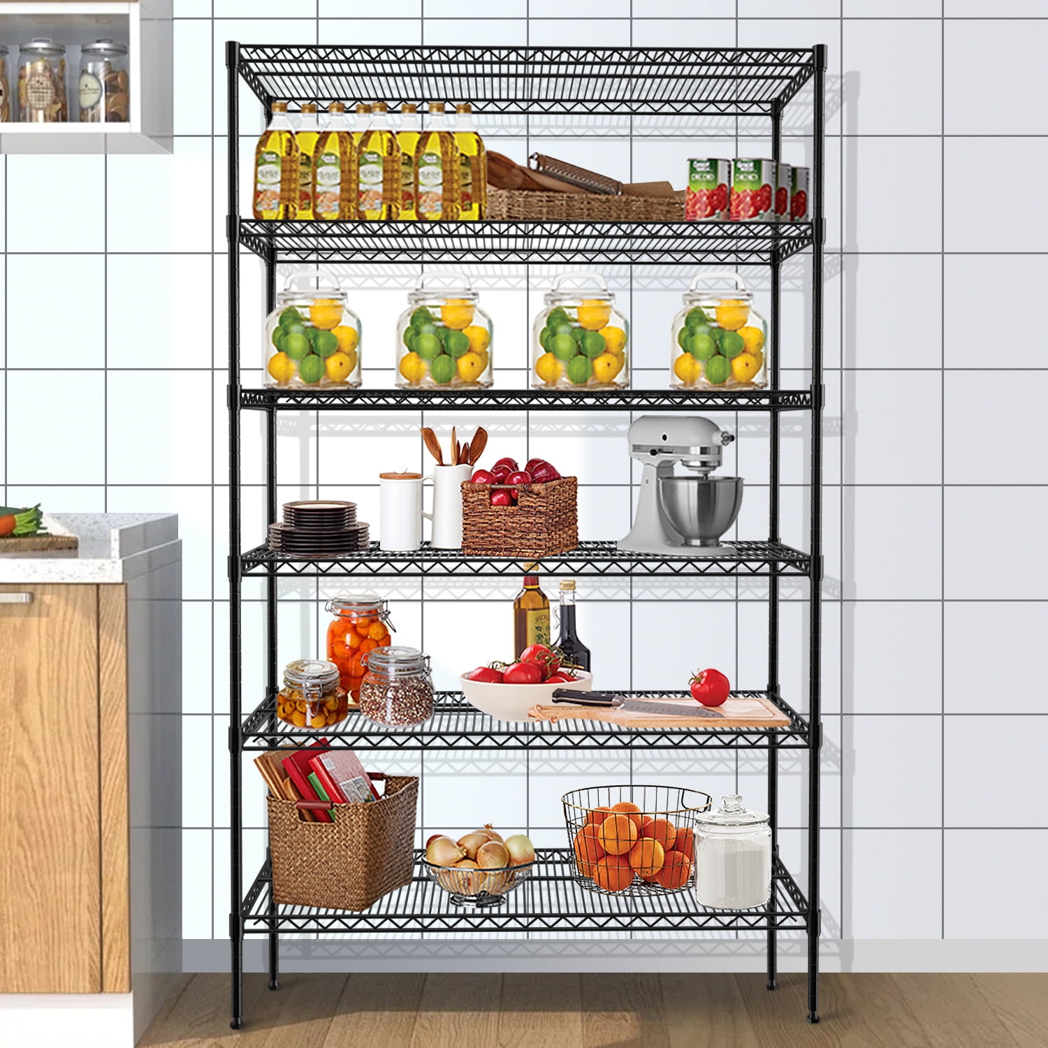 6-Tier Wire Shelf 72" x 16" x 42" Metal Storage Shelves Adjustable ...