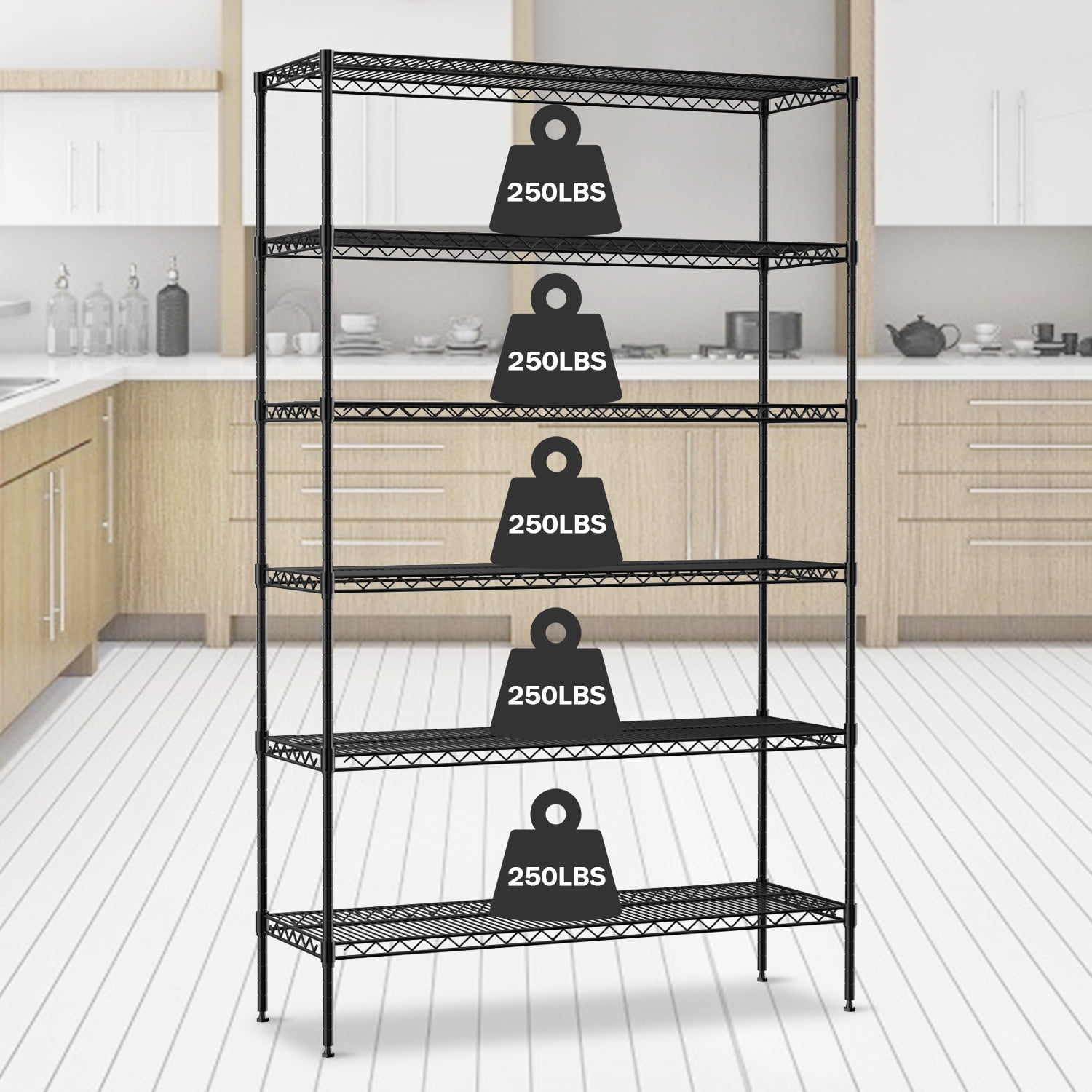 6-Tier Wire Shelf 72" x 16" x 42" Metal Storage Shelves Adjustable ...