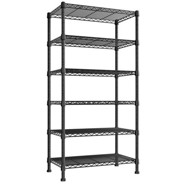 91093-1C-20 Shelving Unit, 4 Shelves, Heavy-Duty Plastic, Black, 24 x ...