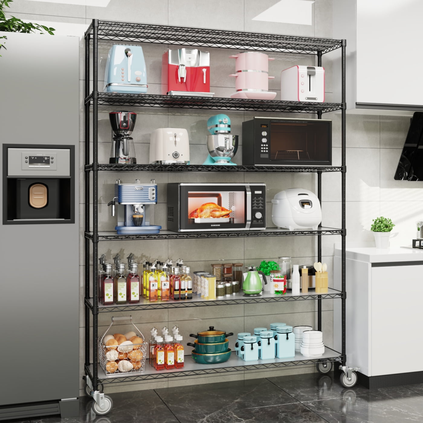 6 Tier Wire Shelving Unit, 6000 LBS NSF Height Adjustable Metal Garage ...