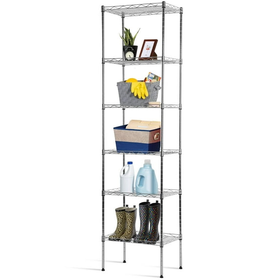 6-Tier Wire Shelving Unit Adjustable Metal Shelving 600Lb Capacity ...