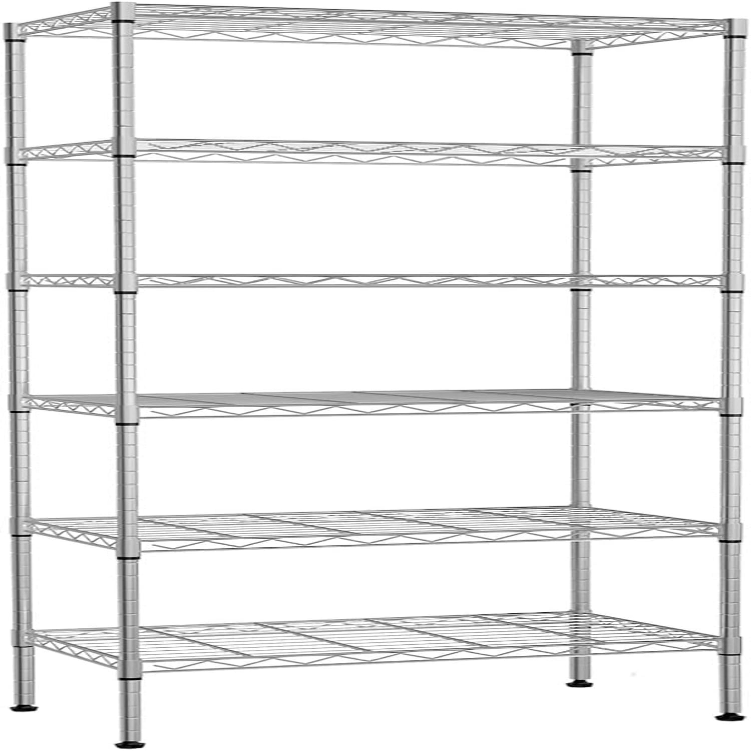 6-Tier Wire Shelving Unit Detachable Shelves with 8 Adjustable Feet 59 ...