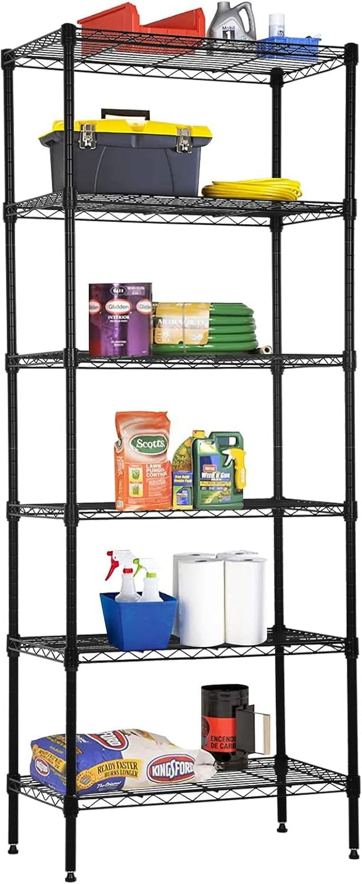 6-Tier Wire Shelving Unit, Metal Shelf Height Adjustable 13" D x 23" W ...