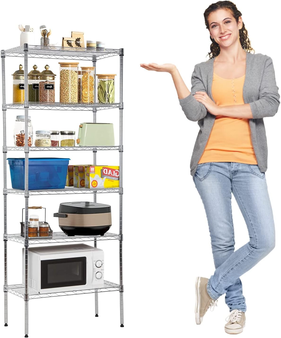 6 Tier Wire Shelving Unit Storage Shelves Metal Adjustable Storage Rack ...