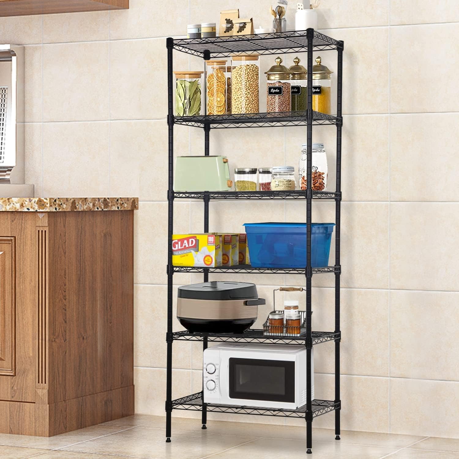 6 Tier Wire Shelving Unit Storage Shelves Metal Adjustable Storage Rack ...