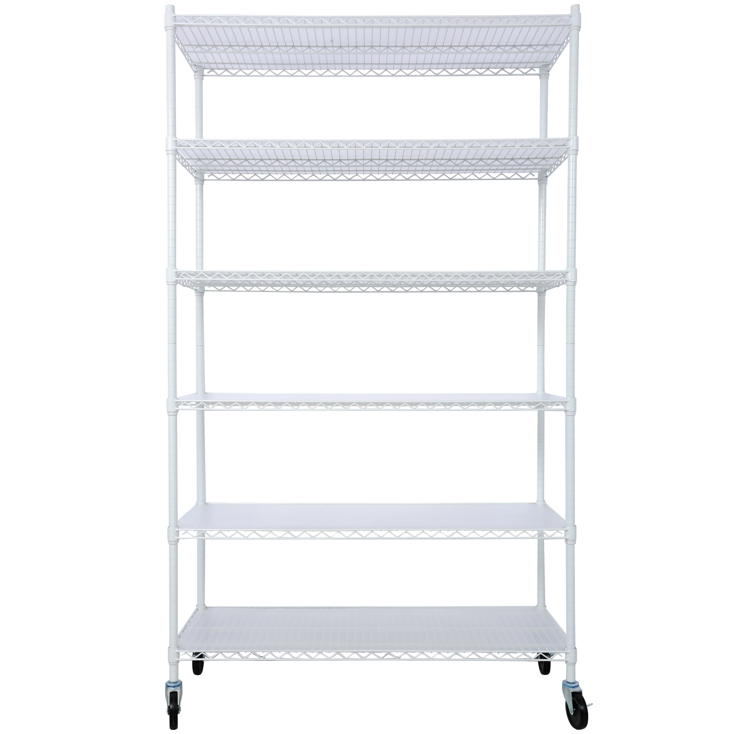 6-Tier Wire Shelving Unit With Wheels, 6000lbs Capacity Adjustable ...