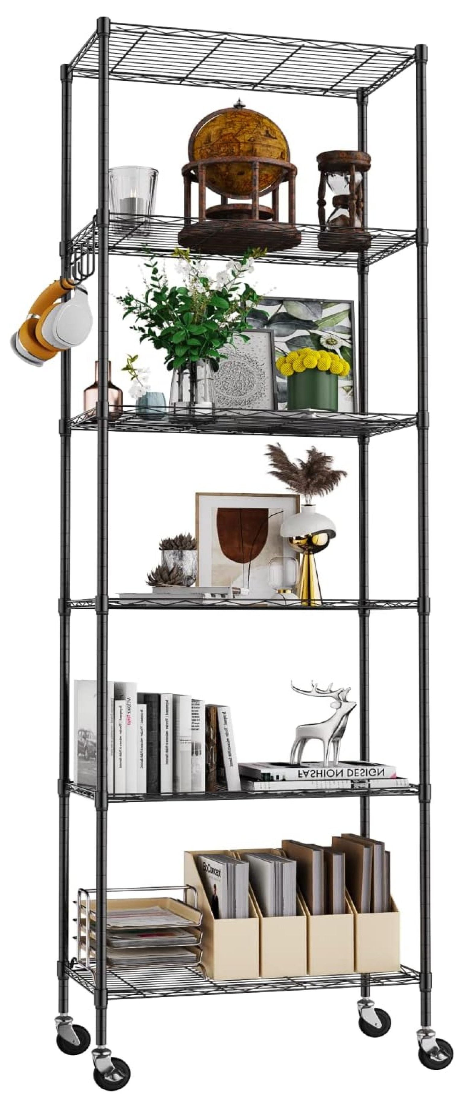 6 Tier Wire Shelving Unit on Wheels, Storage Shelves for Garage Kitchen ...