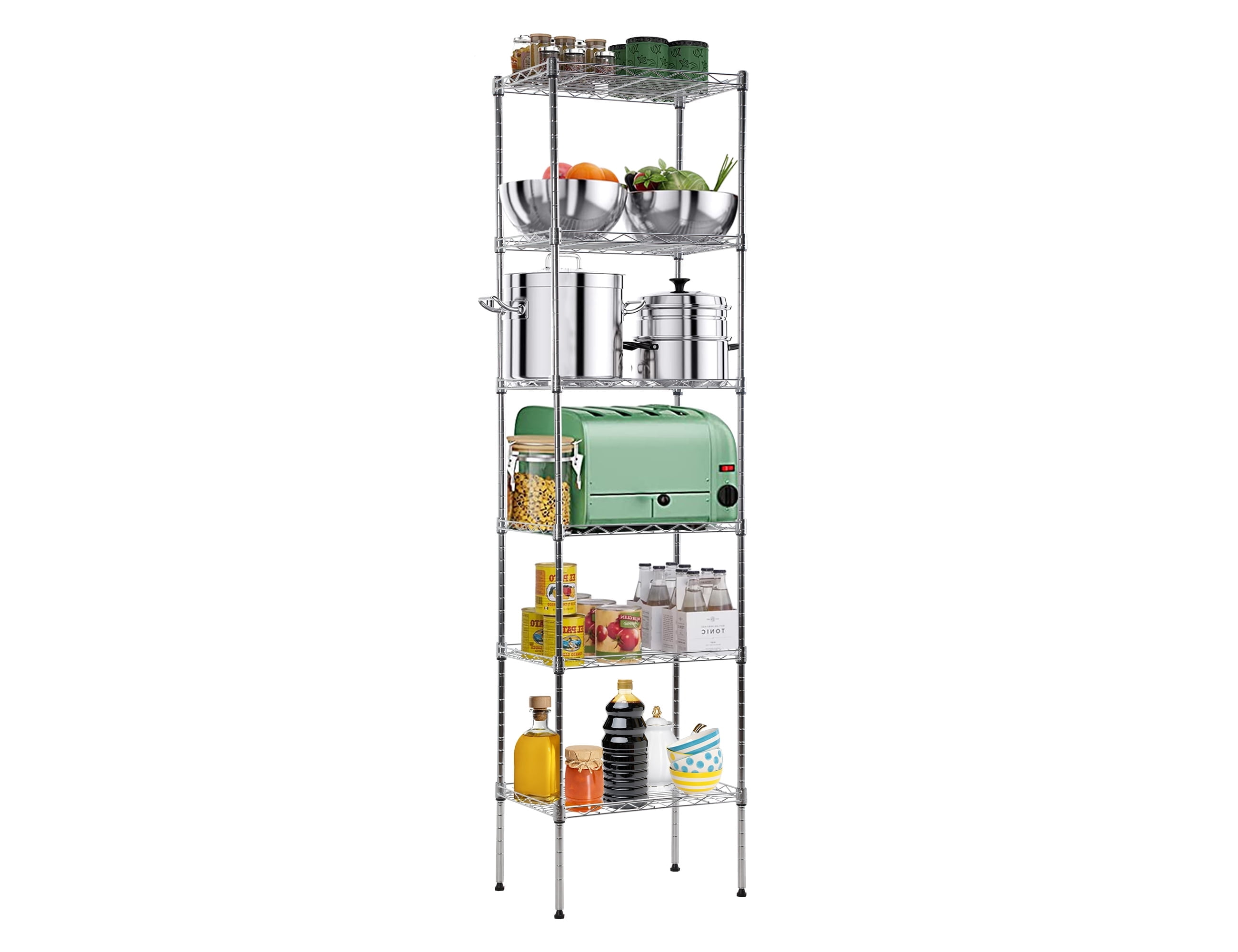 6-Tier Wire Shelving Units, Adjustable Freestanding Storage Shelf Metal ...