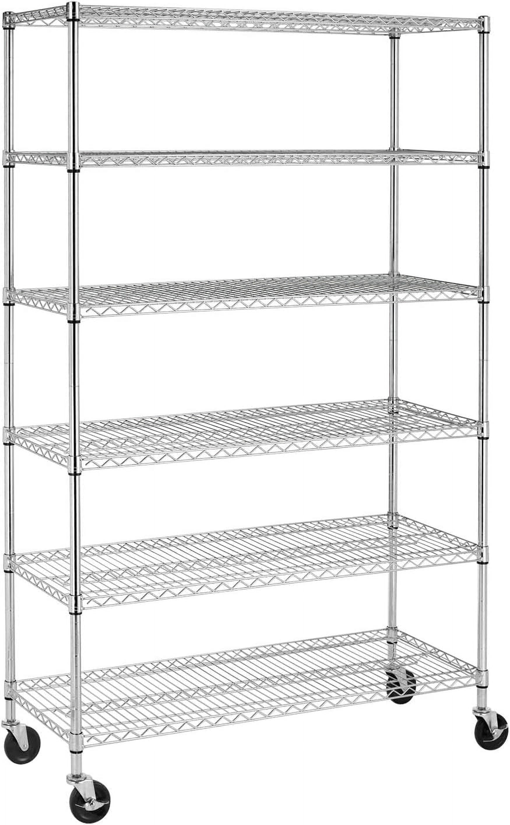 Wire Storage Shelves with Wheels xx Chrome Adjustable Racks Heavy-Duty ...