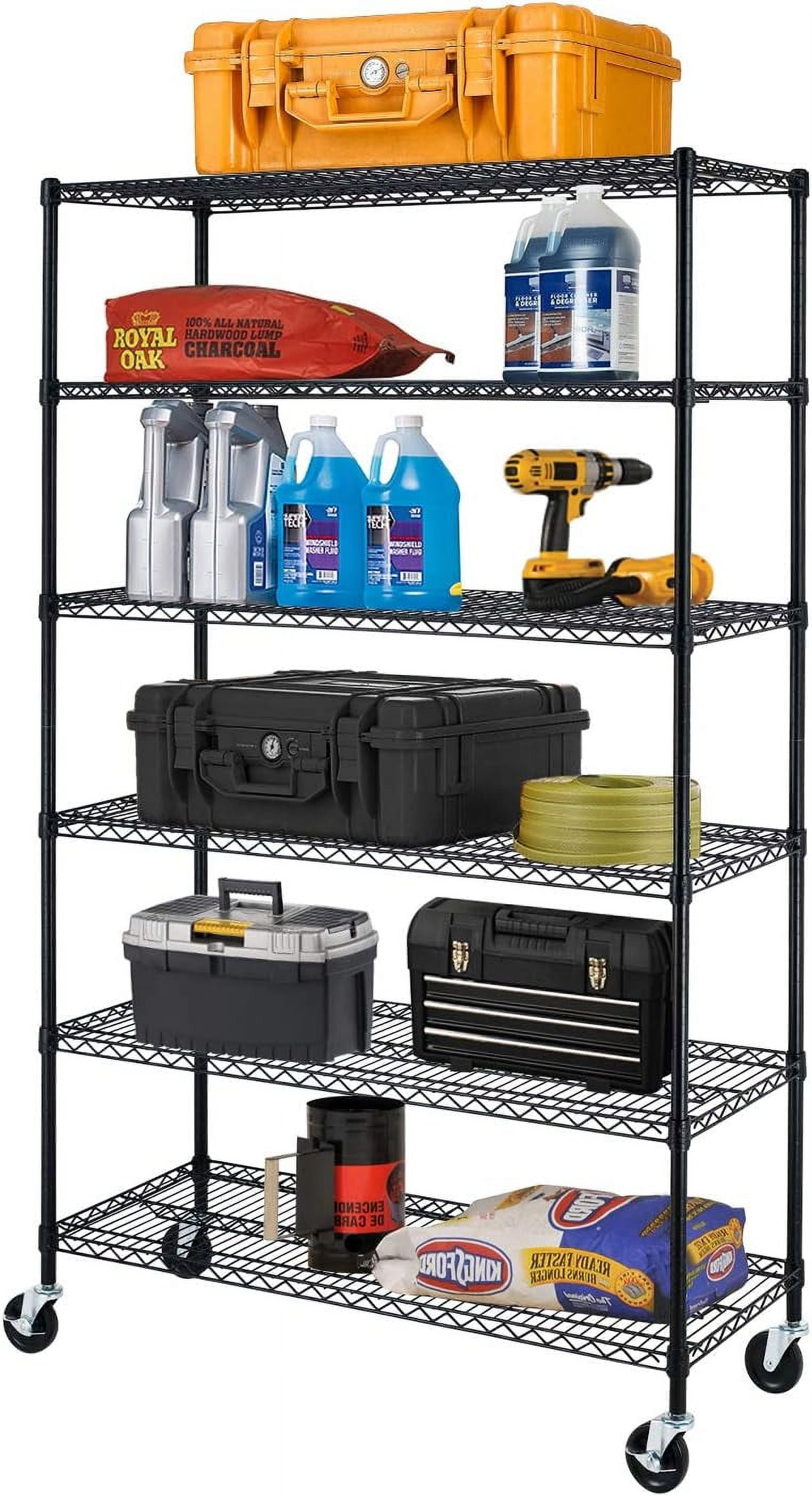 | 6-Tier Wire Storage Shelves with Wheels | 18x48x77 | Chrome ...