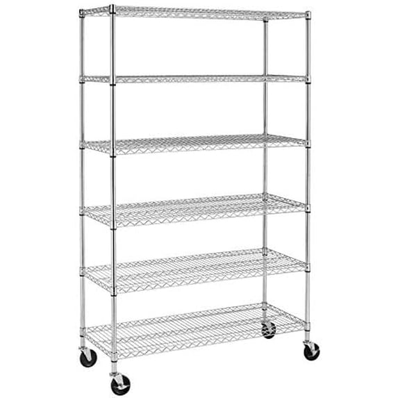 | 6-Tier Wire Storage Shelves with Wheels | 18x48x77 | Chrome ...