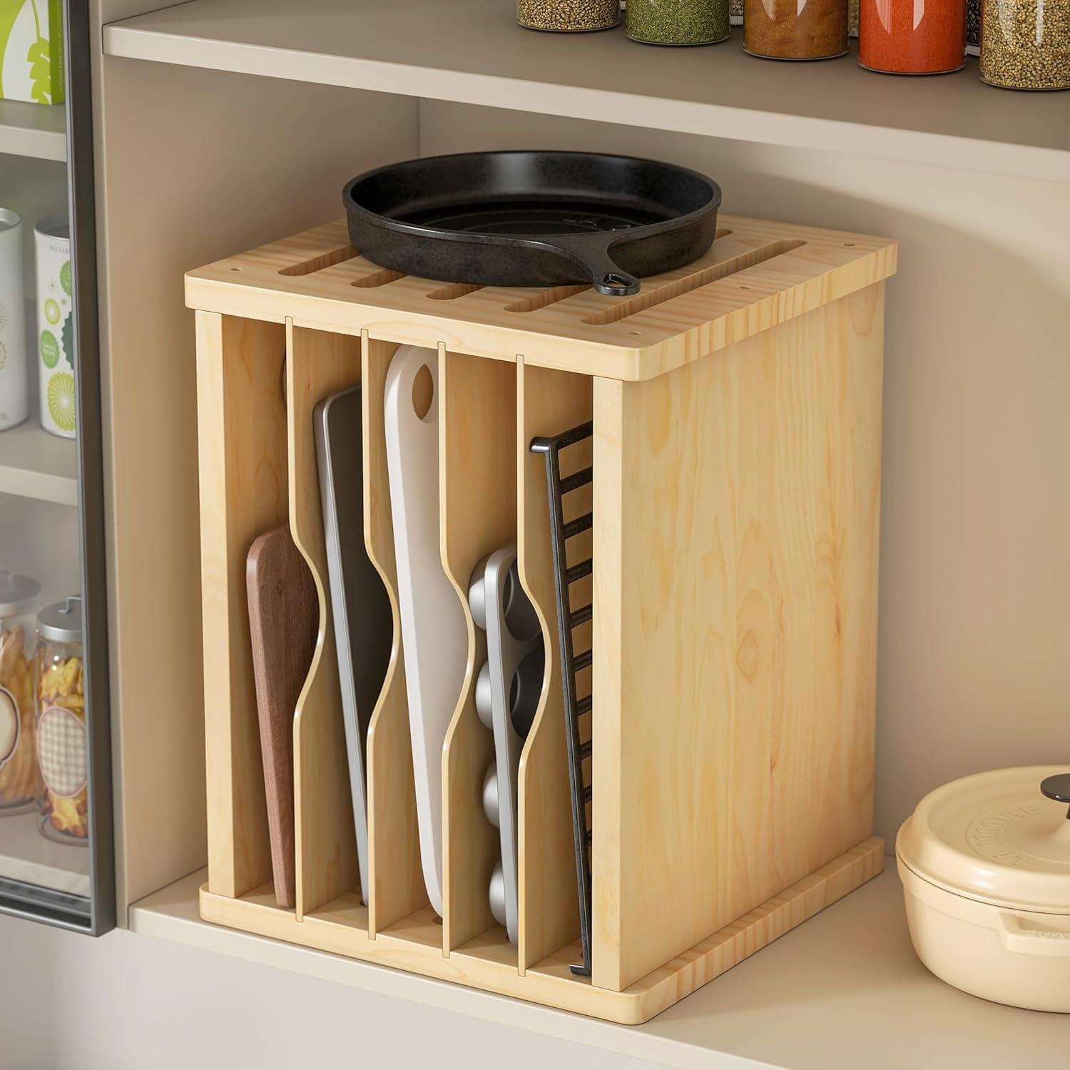 6 Tier Wooden Tray Dividers for Cabinets - Walmart.com