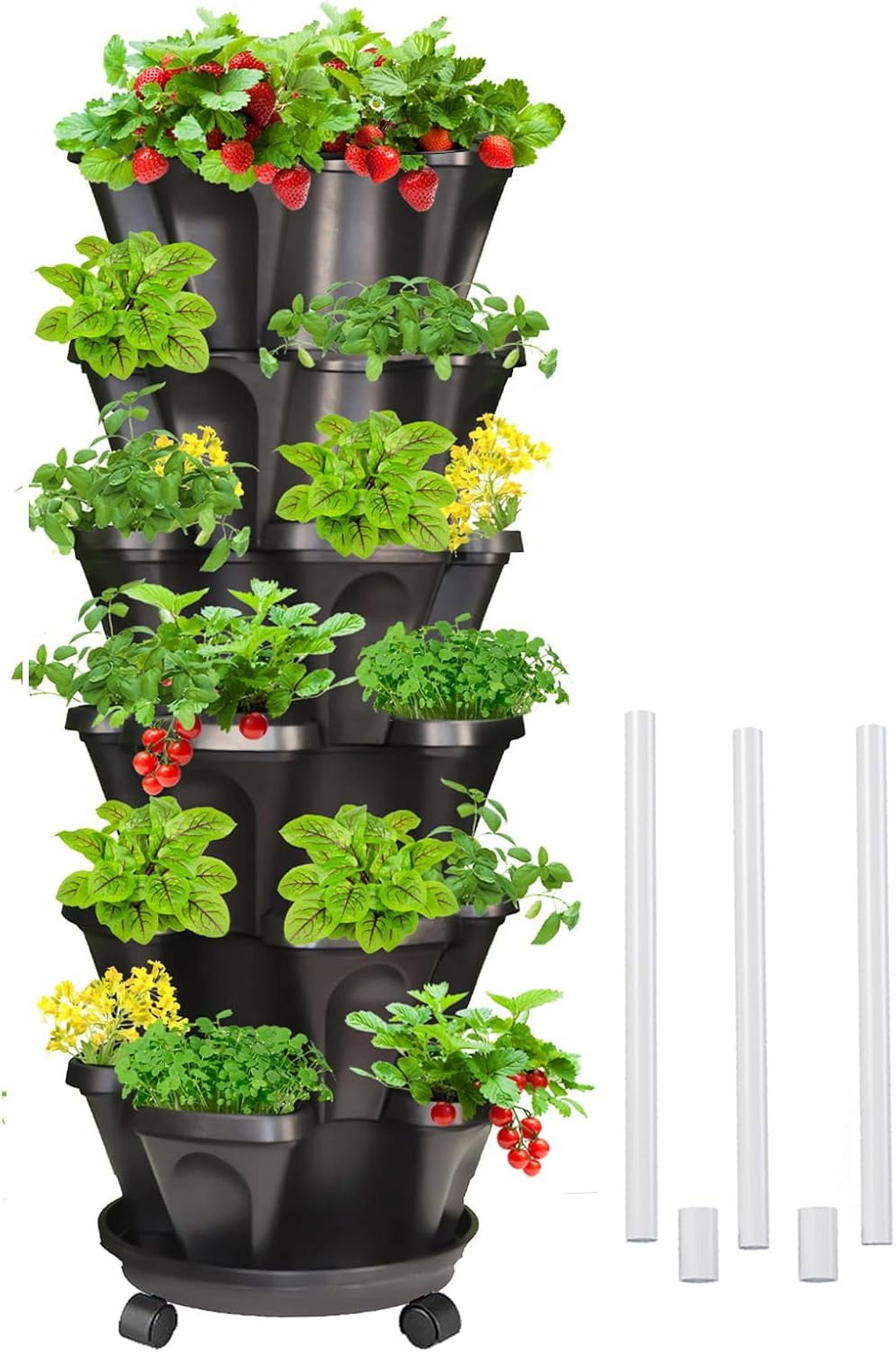 6 Tiered Strawberry Planters, Vertical Garden Tower, Stacking Planter ...